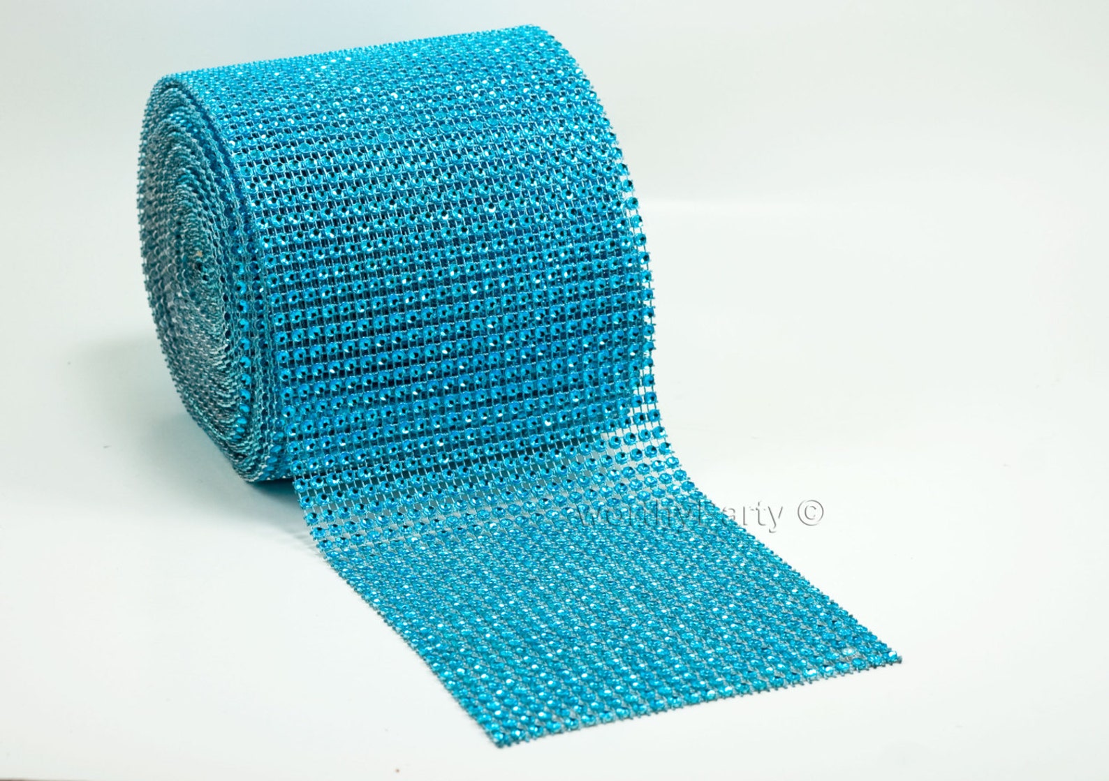 BLUE TURQUOISE Diamond Bling Mesh Rhinestone Crystal Ribbon | Etsy
