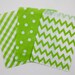 LIME GREEN Chevron Diagonal Stripe Polka Dot Kraft Paper Goodie Treat ...