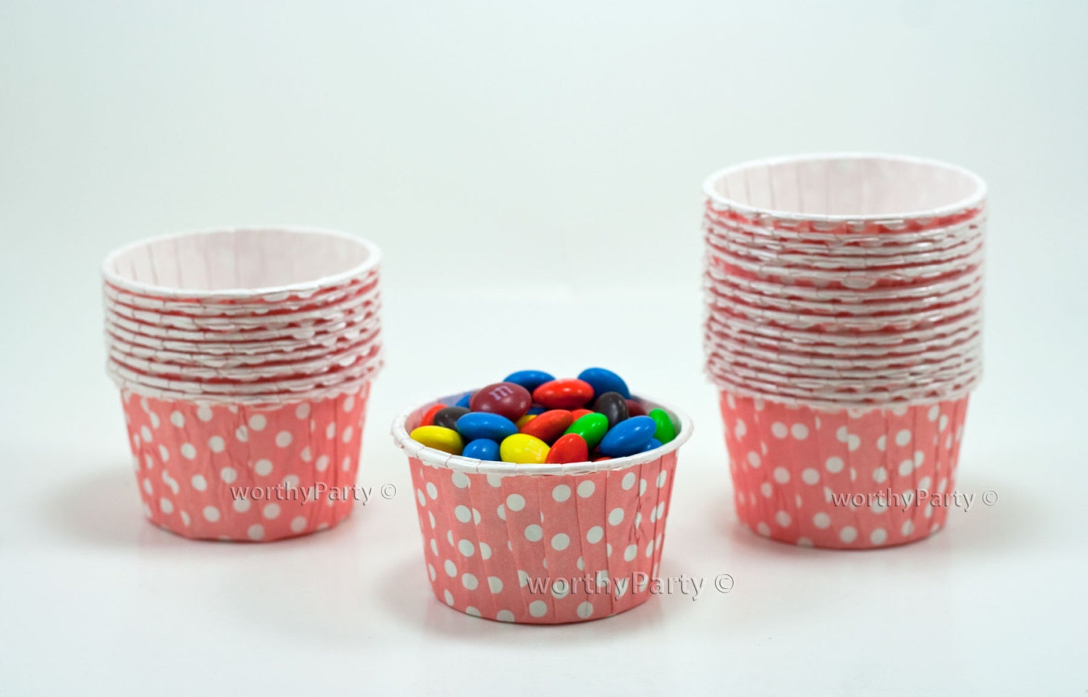 SALMON PINK Chevron Polka Dot Kraft Paper Popcorn Stand up - Etsy