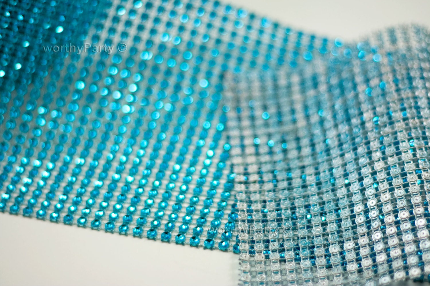 BLUE TURQUOISE Diamond Bling Mesh Rhinestone Crystal Ribbon - Etsy UK