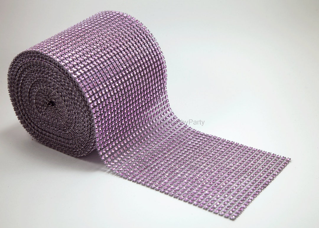 PINK ROSE Diamond Bling Mesh Rhinestone Crystal Ribbon ROLL (4.7" X 1 ...