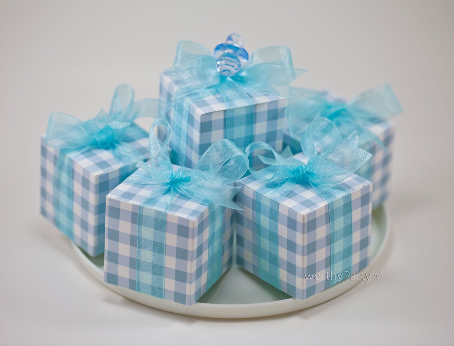 AQUA Chevron Diagonal Stripe Polka Dot Kraft Paper Goodie - Etsy