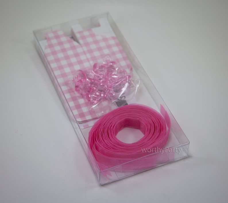 Gingham Party Favor Kit / Treat Box Baby Blue or Pink With Organza ...
