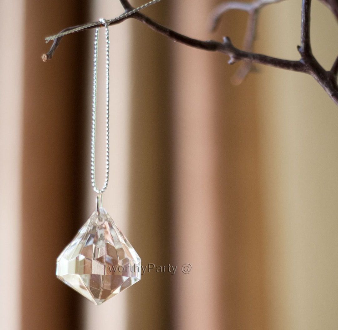 Set of 12 - Hanging Crystals Ornament Acrylic Drop Wedding Decorations ...