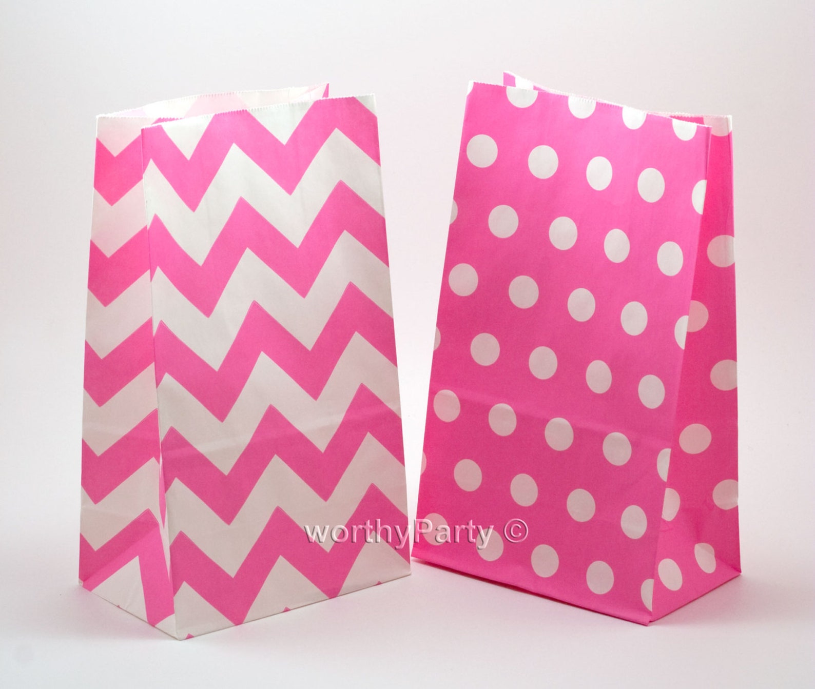 HOT PINK Chevron Polka Dot Kraft Paper Popcorn Stand up Bags - Etsy