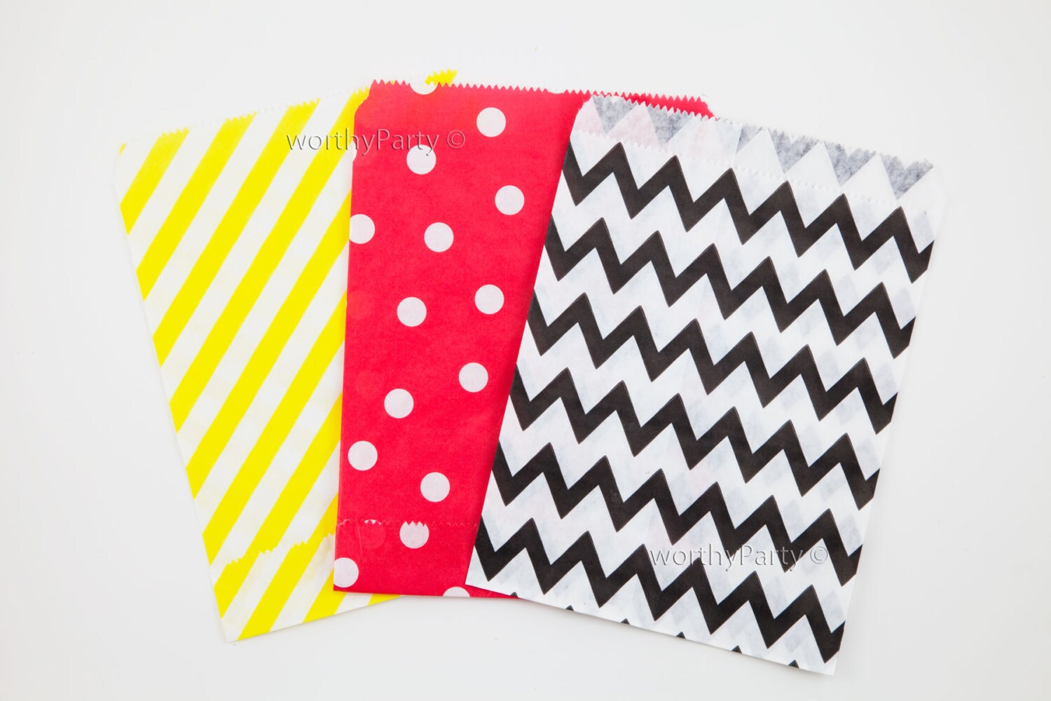BLACK Chevron Diagonal Stripes Polka Dot Kraft Paper Goodie | Etsy