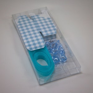 Gingham Party Favor Kit / Treat Box Baby Blue or Pink With Organza ...