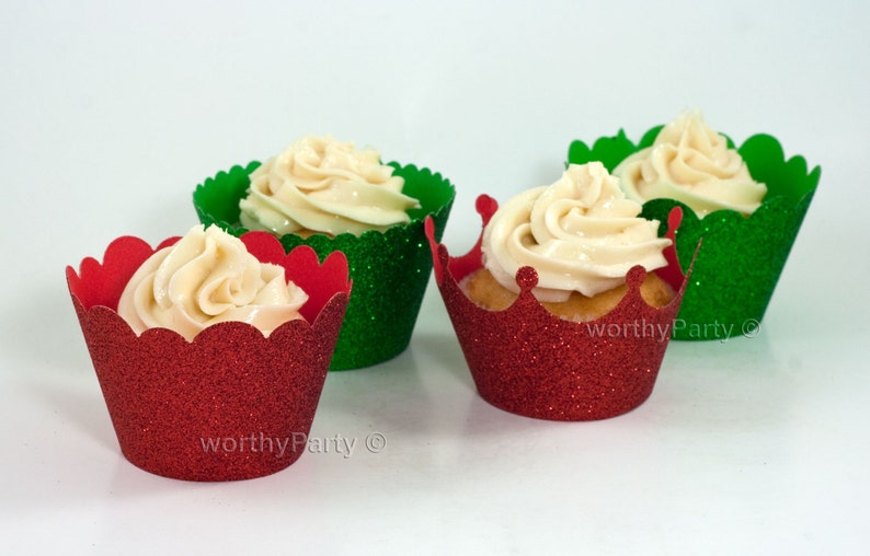 RED GLITTER Sparkling Cupcake / Muffin Wrappers Crown - Etsy