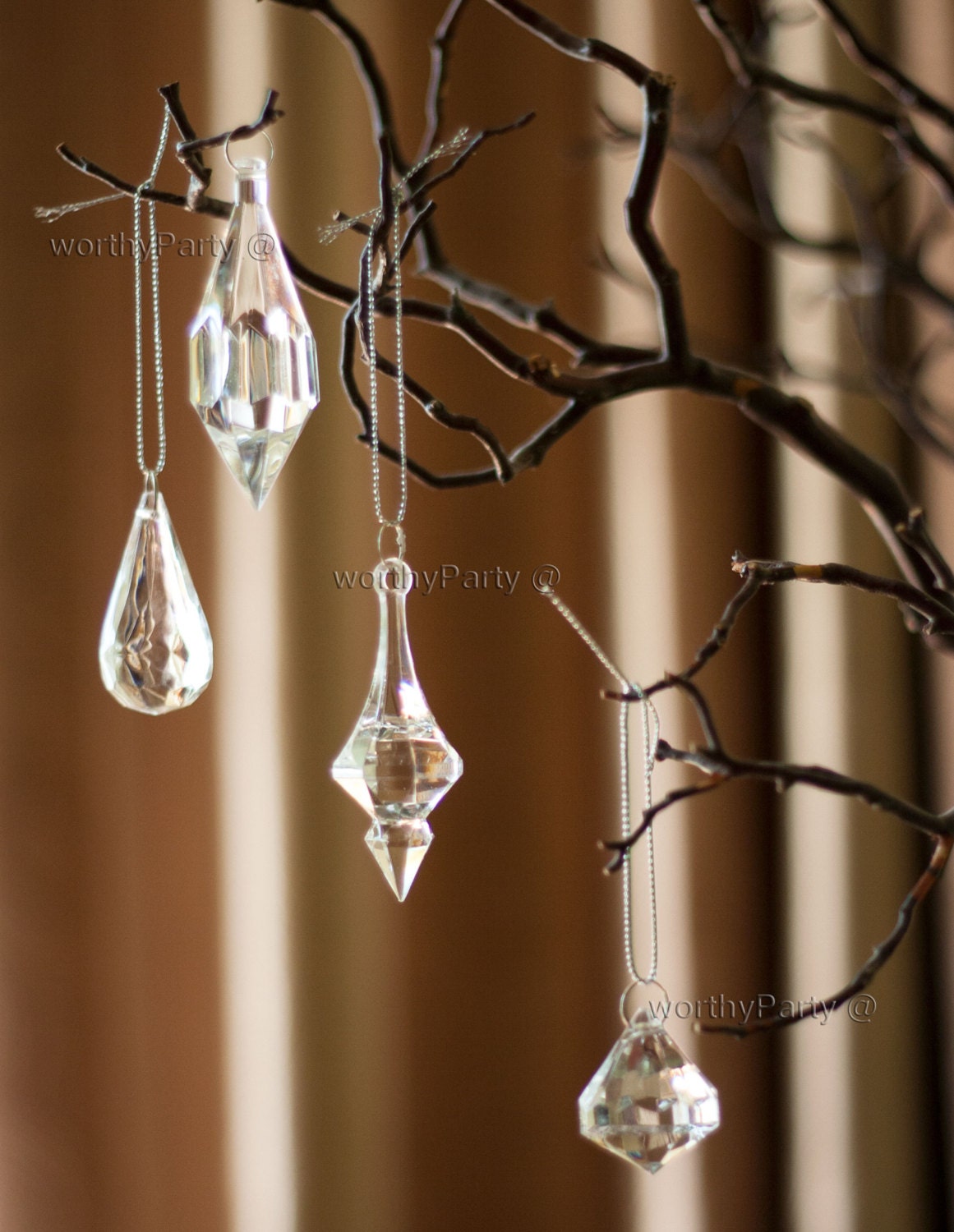 Set of 12 Hanging Crystals Ornament Acrylic Drop Wedding - Etsy