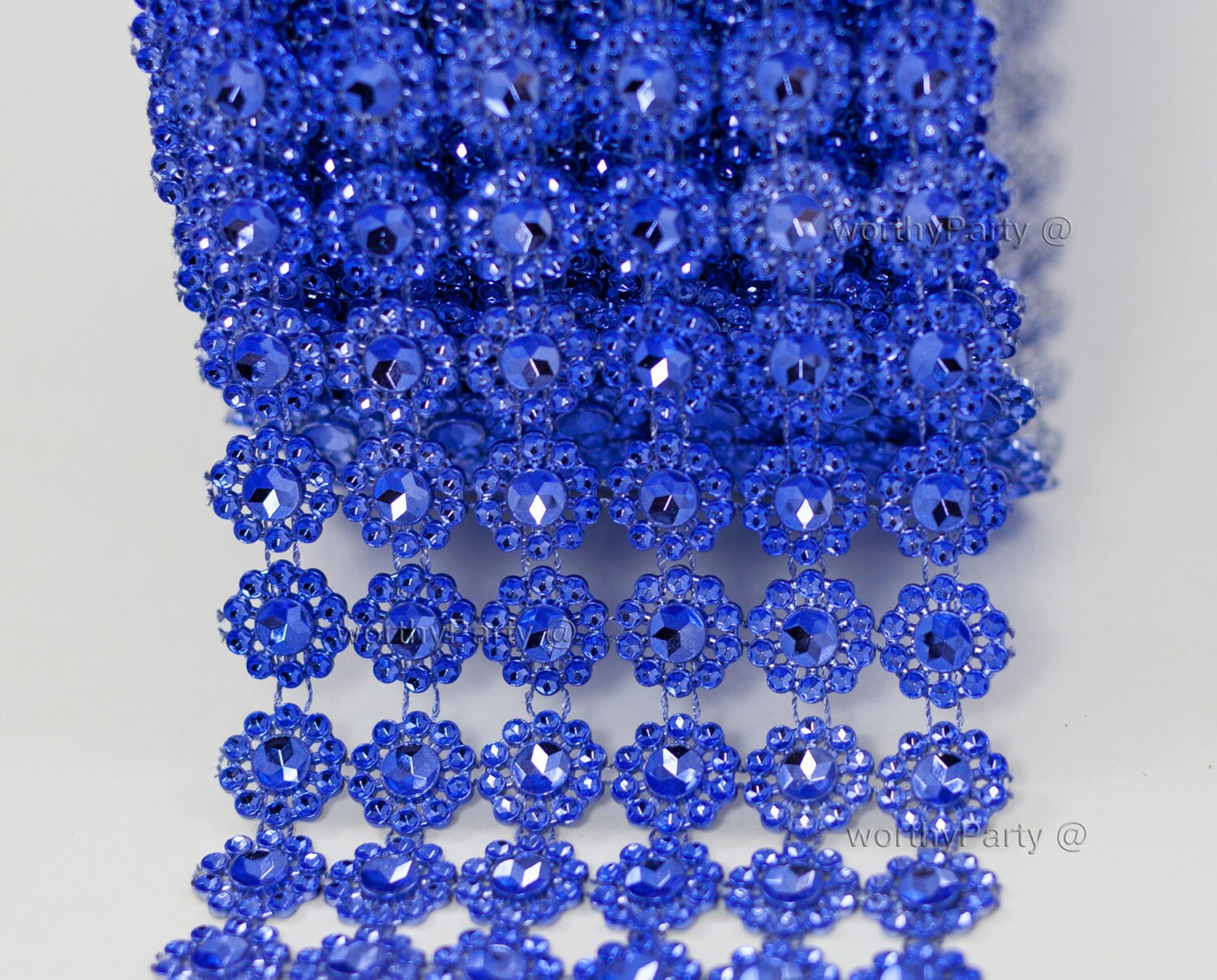 Royal Blue Diamond Bling Patterned Mesh Rhinestone Crystal Ribbon ROLL ...