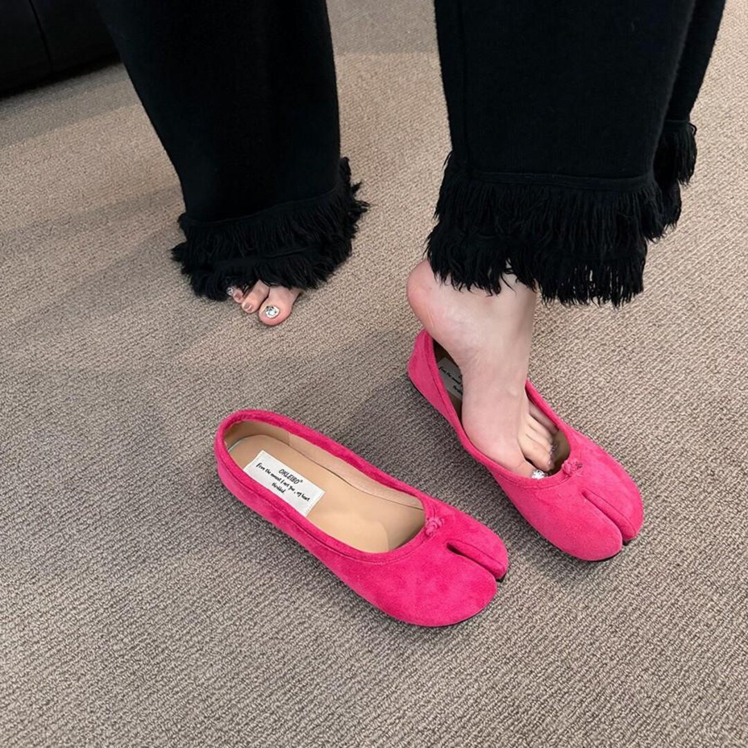 Women Pink Retro Style Tabi Shoes,brown Tabi Ballet Flats,red Tabi,women Tabi Mary Janes,tabi ...