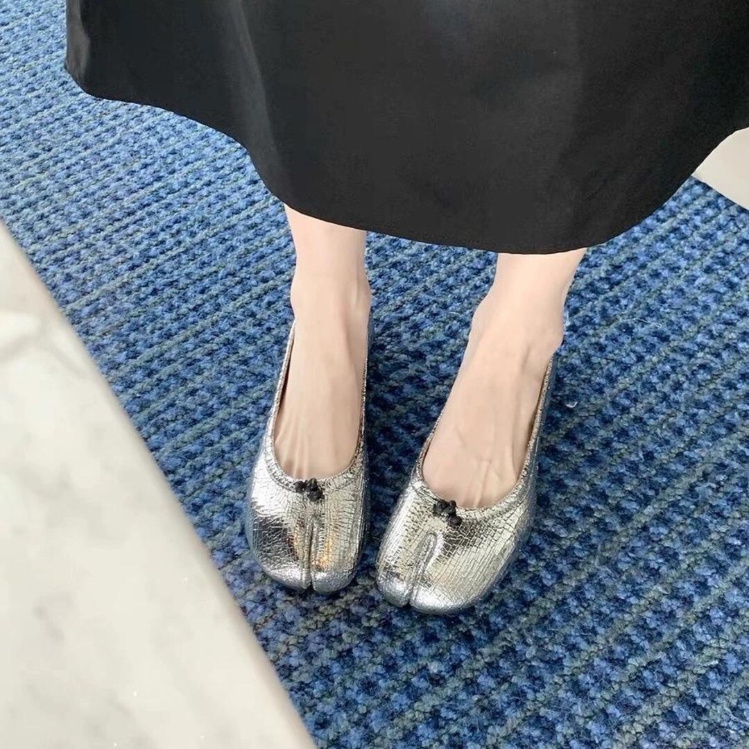 Women Silver Split Toe Tabi Sandal,retro Brown Tabi Flats,black Tabi ...