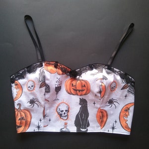 Halloween Bustier Crop Top Made of Cotton, Creepy Cute Bustier Top With ...