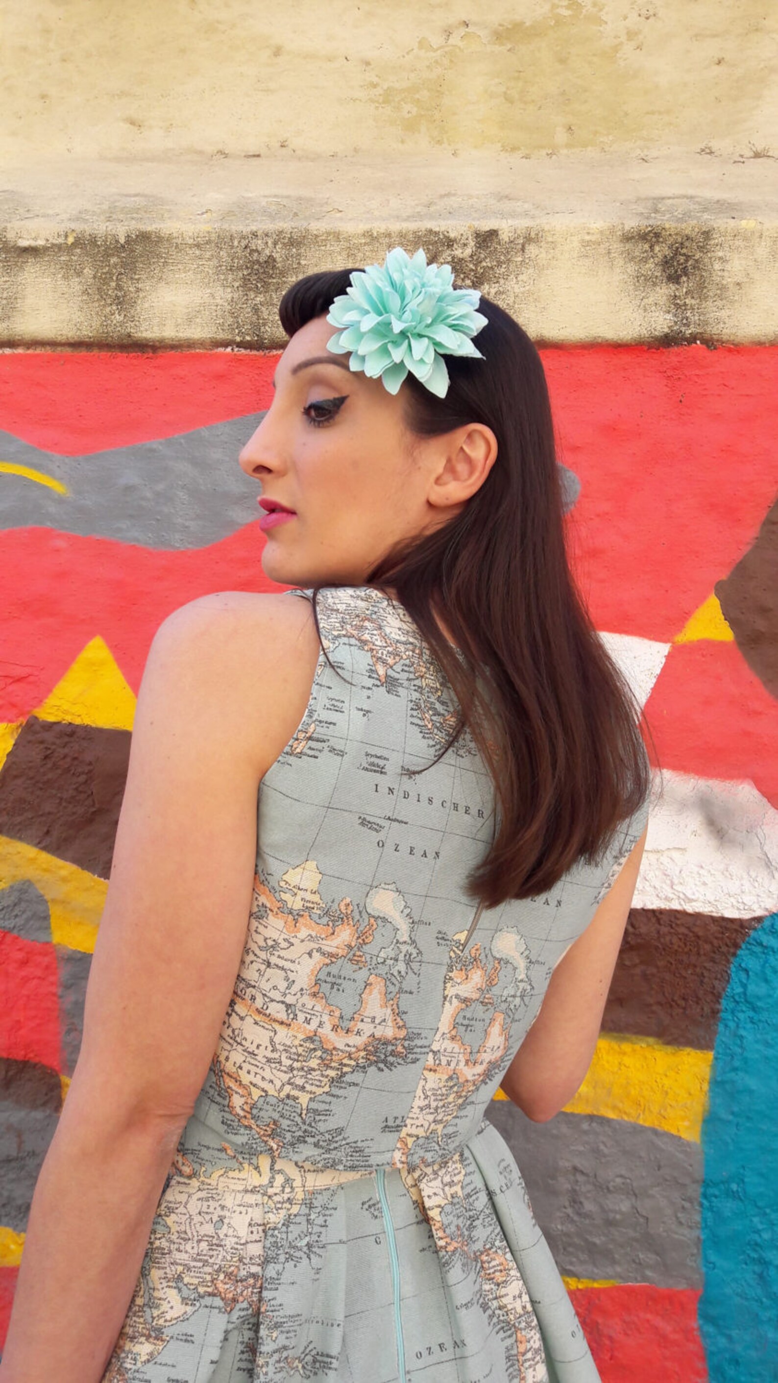 World Map Dress Set Made of Cotton, Crop Top and Skirt Two Piece Set ...