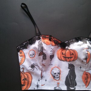 Halloween Bustier Crop Top Made of Cotton, Creepy Cute Bustier Top With ...
