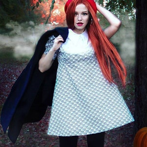 Mini Dress With Eyeball Print, Mod A Line Cotton Dress With Spooky Eyes ...