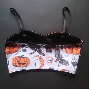 Halloween Bustier Crop Top Made of Cotton, Creepy Cute Bustier Top With ...