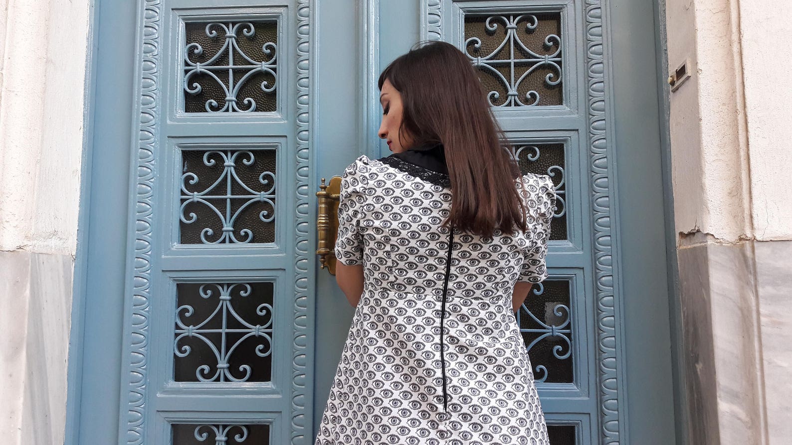 Mini Dress With Eyeball Print Mod A Line Cotton Dress With | Etsy