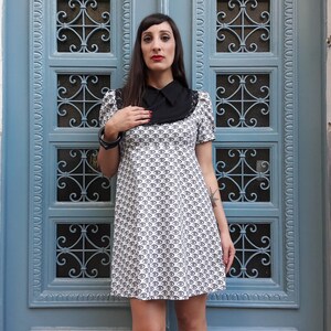 Mini Dress With Eyeball Print, Mod A Line Cotton Dress With Spooky Eyes ...