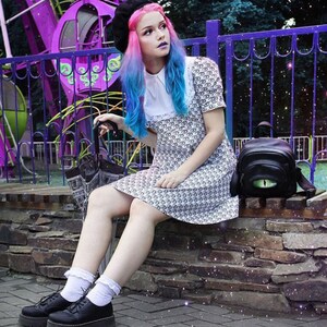 Mini Dress With Eyeball Print, Mod A Line Cotton Dress With Spooky Eyes ...