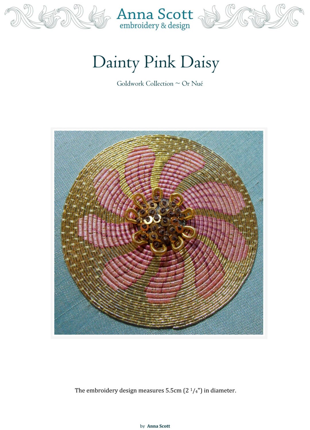 Pdf Download DAINTY PINK DAISY Goldwork or Nué Pattern - Etsy UK