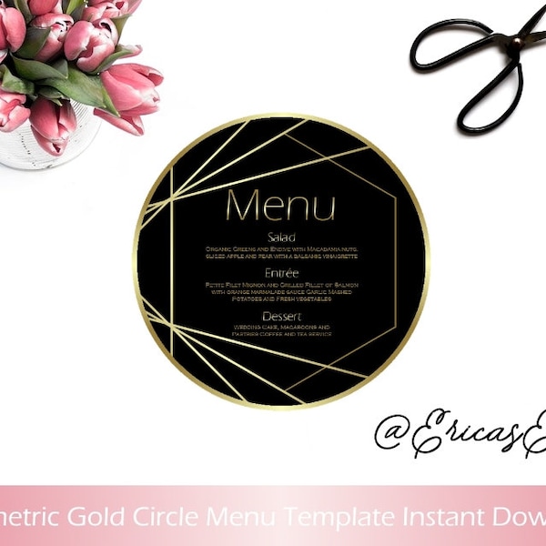 Modern Round Menu Cards - Etsy