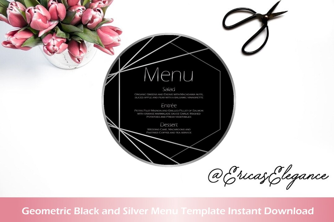 Round Menu Cards Geometric Circle Menu Minimal Modern Black - Etsy