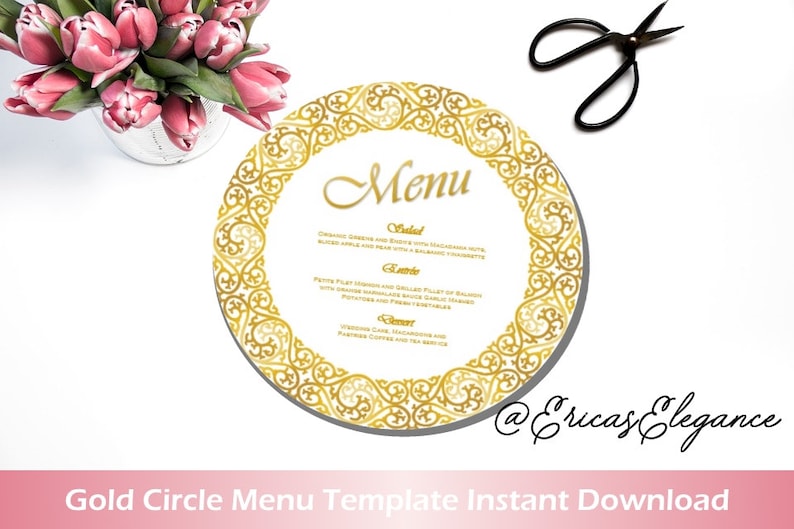 Round Menu Cards Round Reception Menus Art Deco Great Gatsby - Etsy