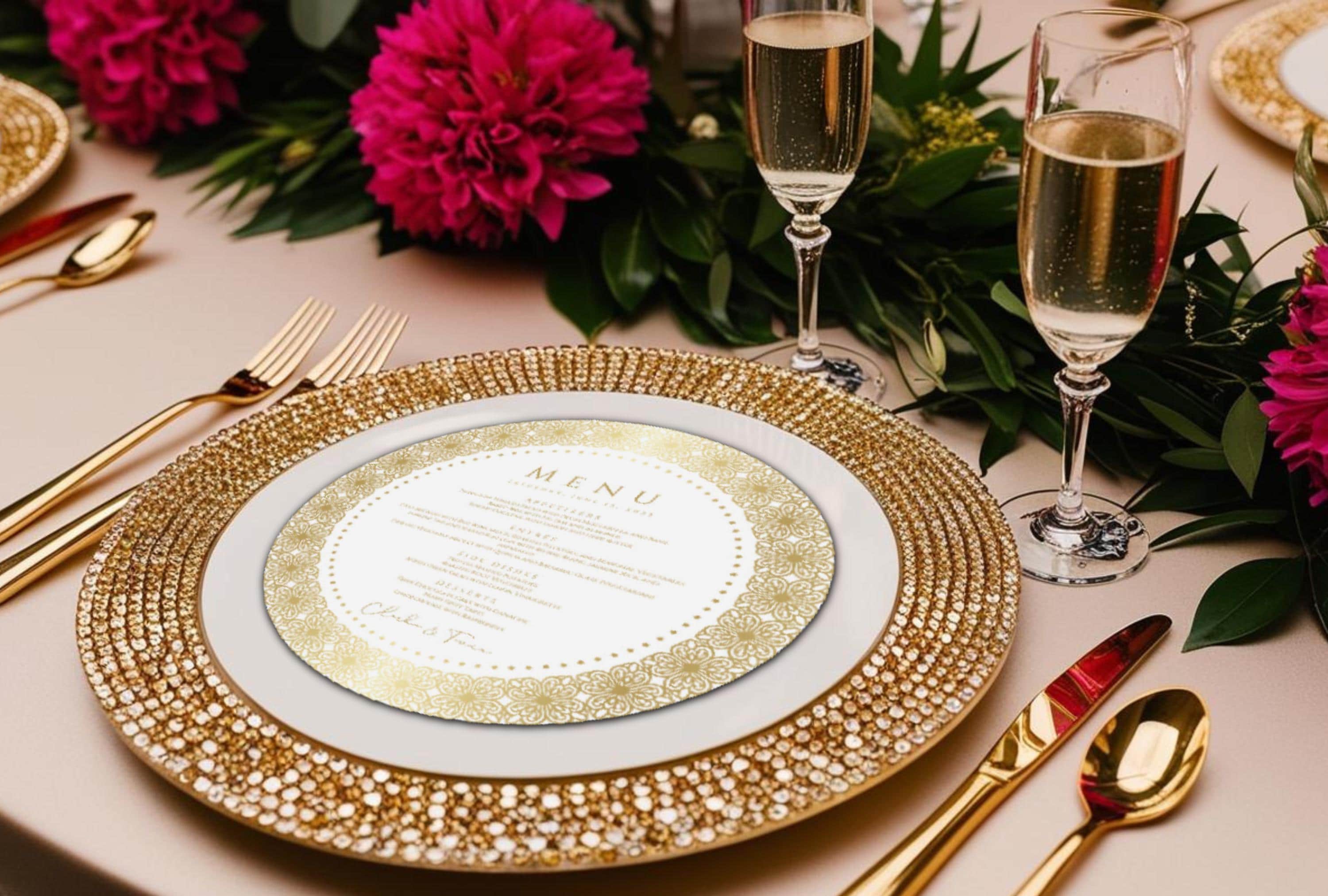 Round Menu Cards, Round Reception Menus, Art Deco Great Gatsby Theme ...