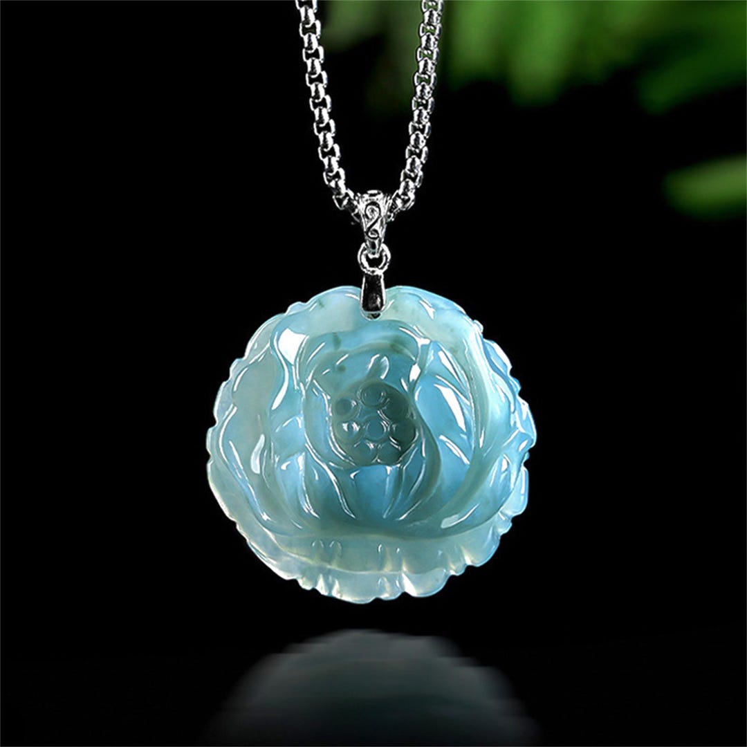 Natural Type A Untreated Blue Waxy Guatemalan Jadeite Peony Flower ...