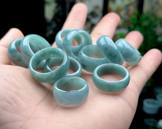 FULL JADE BAND // Super Translucent Guatemalan Blue Jadeite Jade ...