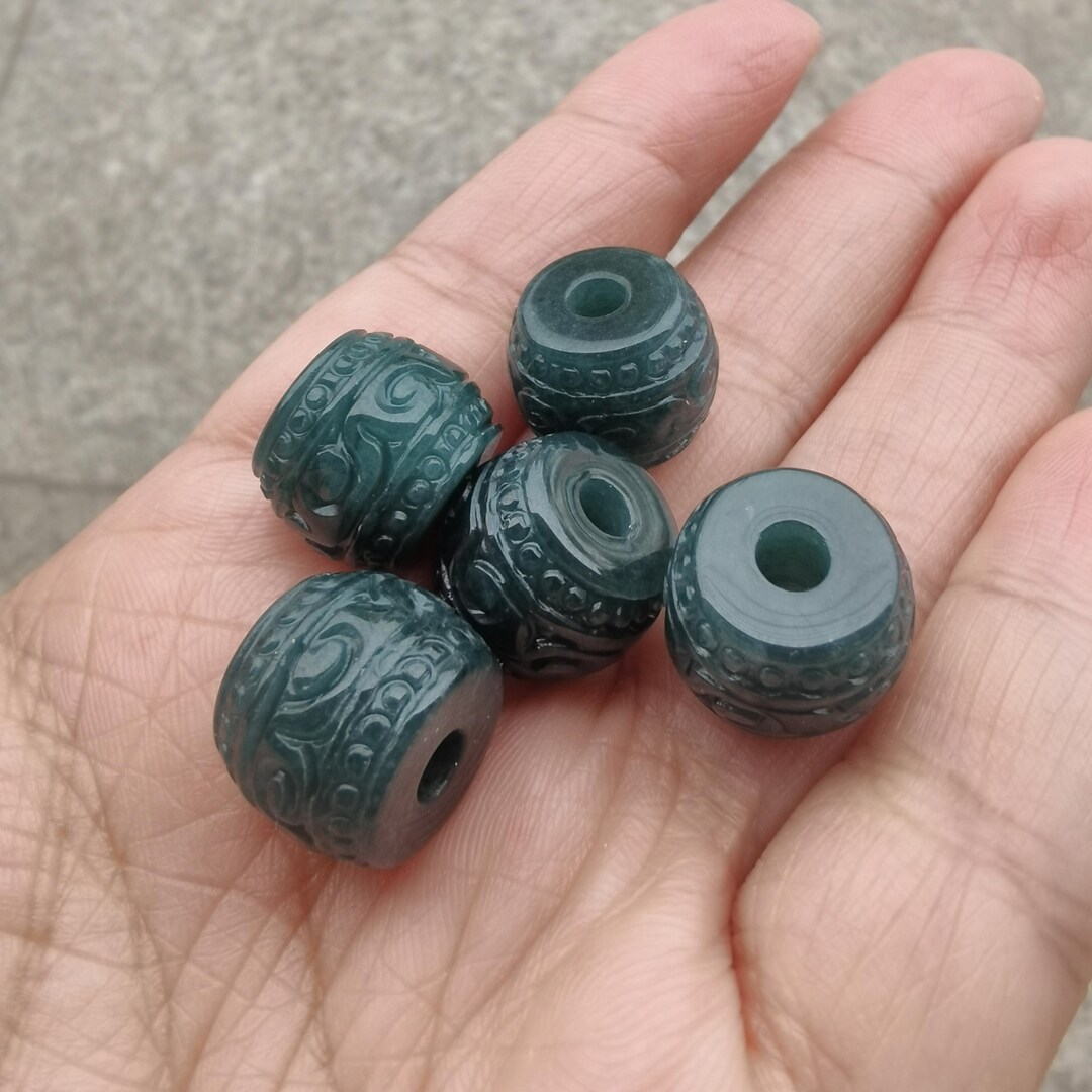 Natural Type A Untreated Floral Engraved Guatemalan Blue Jadeite Fat ...