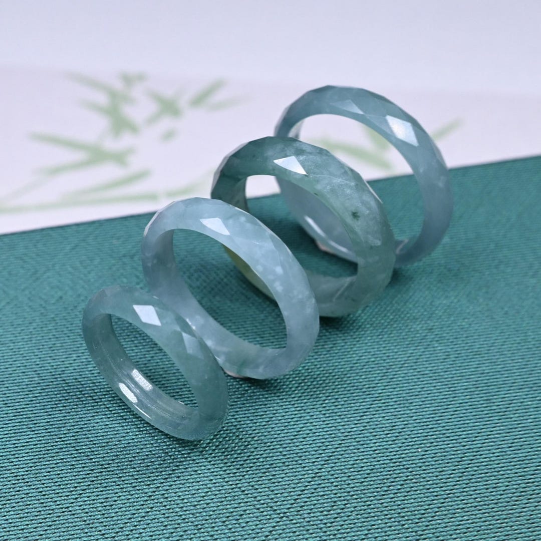 Natural Type A Untreated Icy Waxy Diamond Faceted Cut Blue Guatemalan Jadeite Rings,blue Jade ...