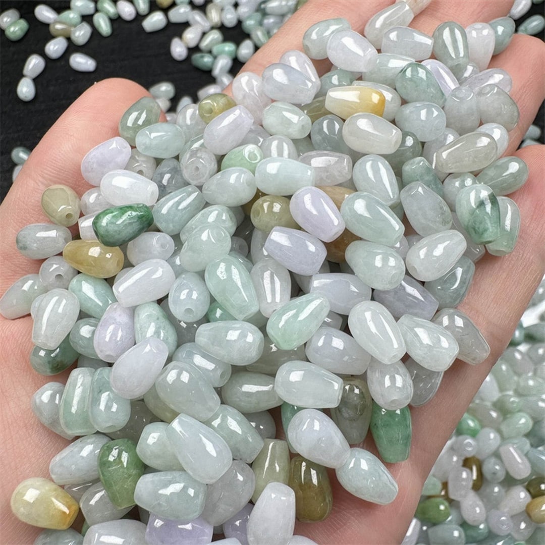 50pcs Natural Type A Trio Colors Burma Jade Teardrop Beads,water Drop ...