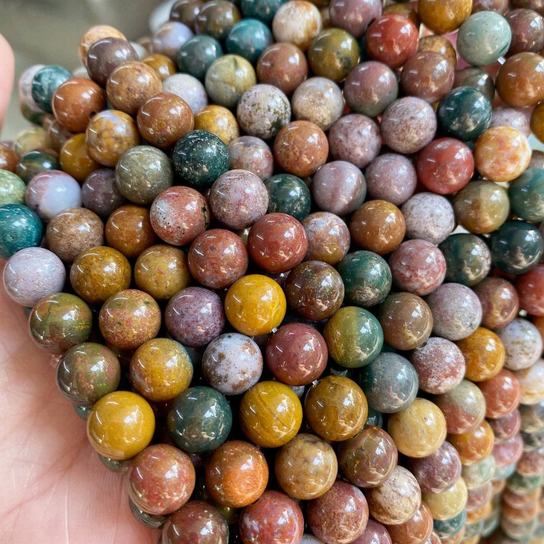Grade 7A Natural Ocean Agate Round Beads,water Grass Agate,moss Agate ...
