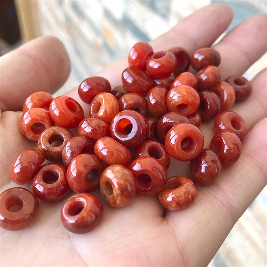 10pcs Natural Type A Red Burma Jadeite Rondelle Beads, Ring and Donuts ...