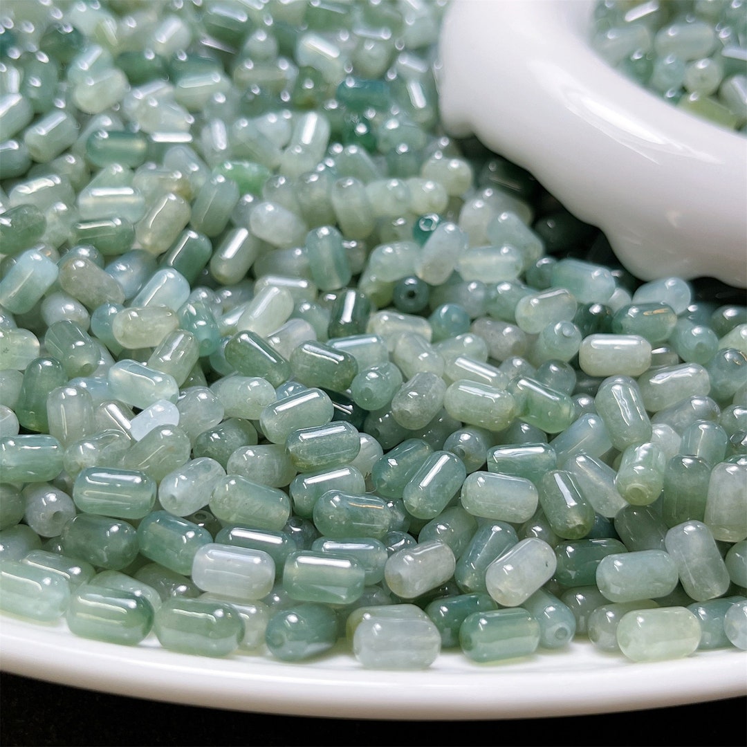 50pcs Natural Type A Multi Colors Watery Burmese Jadeite Barrel Beads ...