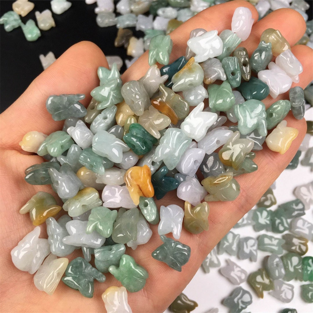 10pcs Natural Grade A Trio Colors Burma Jadeite Rabbit Beads,multi ...