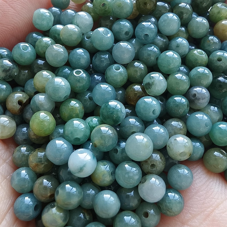 DDP | 100pcs5mm Natural Certificated Type A Blue Guatemalan Jadeite ...