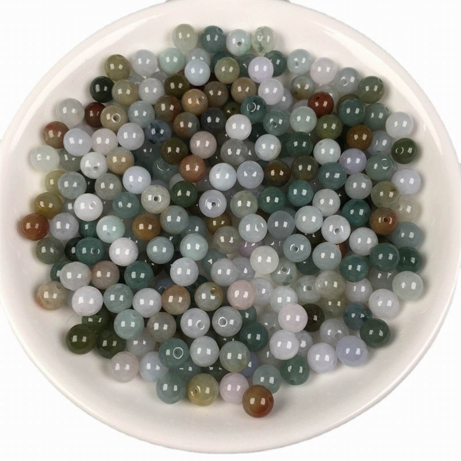 DDP | 20pcs 6.5mm Natural Grade A Burma Jadeite Round Beads,multi ...