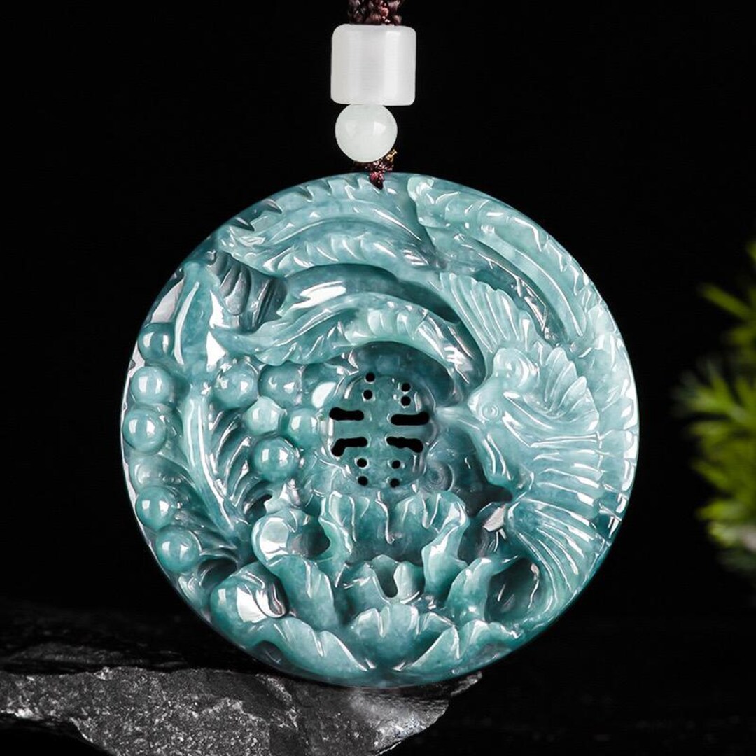 Natural Type A Blue Watery Guatemalan Jadeite Birds and Flowers ...
