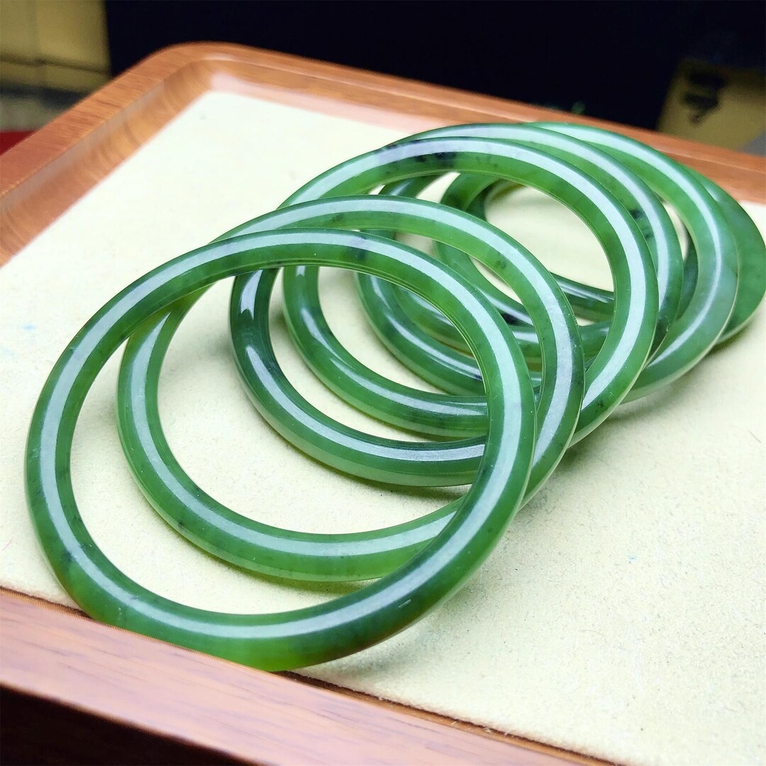 Slim Dingdang Bangles Natural Type A Green Siberian Nephrite Bangle ...