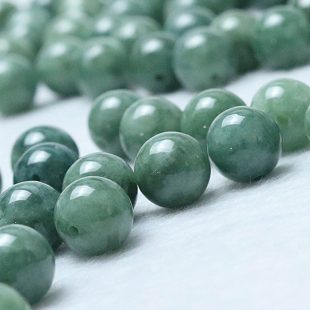 Natural Type A Untreated Burma Jadeite Smooth Round Beads,bean Green ...