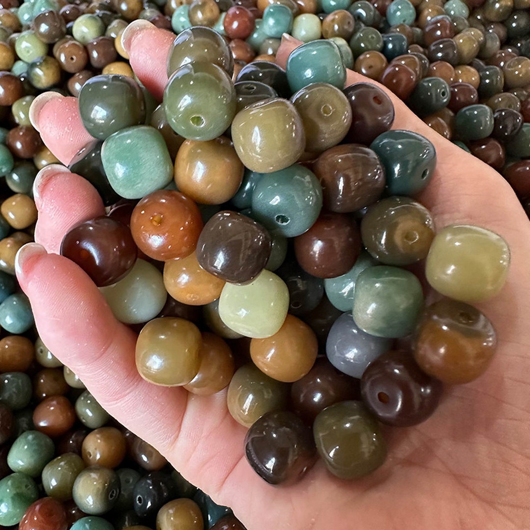 100pcs Multi Colors Mala Bodhi Seed Barrel Beads,smooth Rondelle Beads,natural Bodhi Loose Beads ...