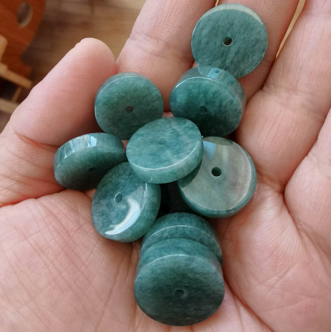 Natural Grade A Blue Watery Guatemala Jadeite Flat Round Plaque Pendant ...
