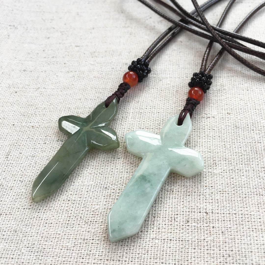 Nature Burma Jadeite Cross Pendant Necklace,burma Jade Pendant,green ...