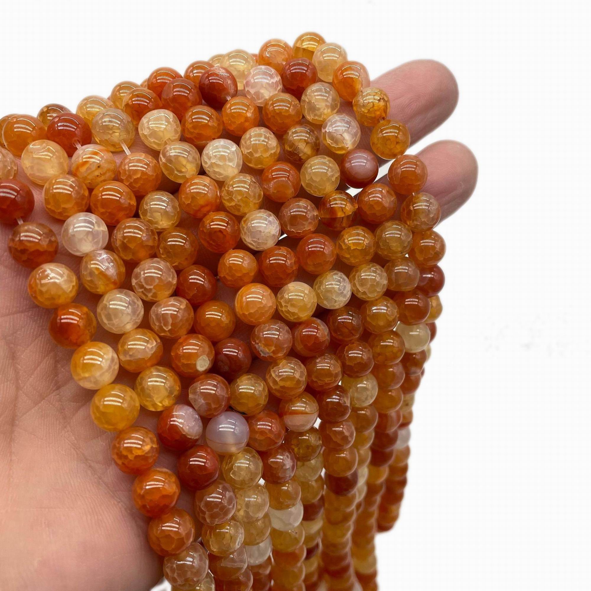 4-20mm Natural Crackled Agate Loose Gemstone Round Beads Semi Precious ...
