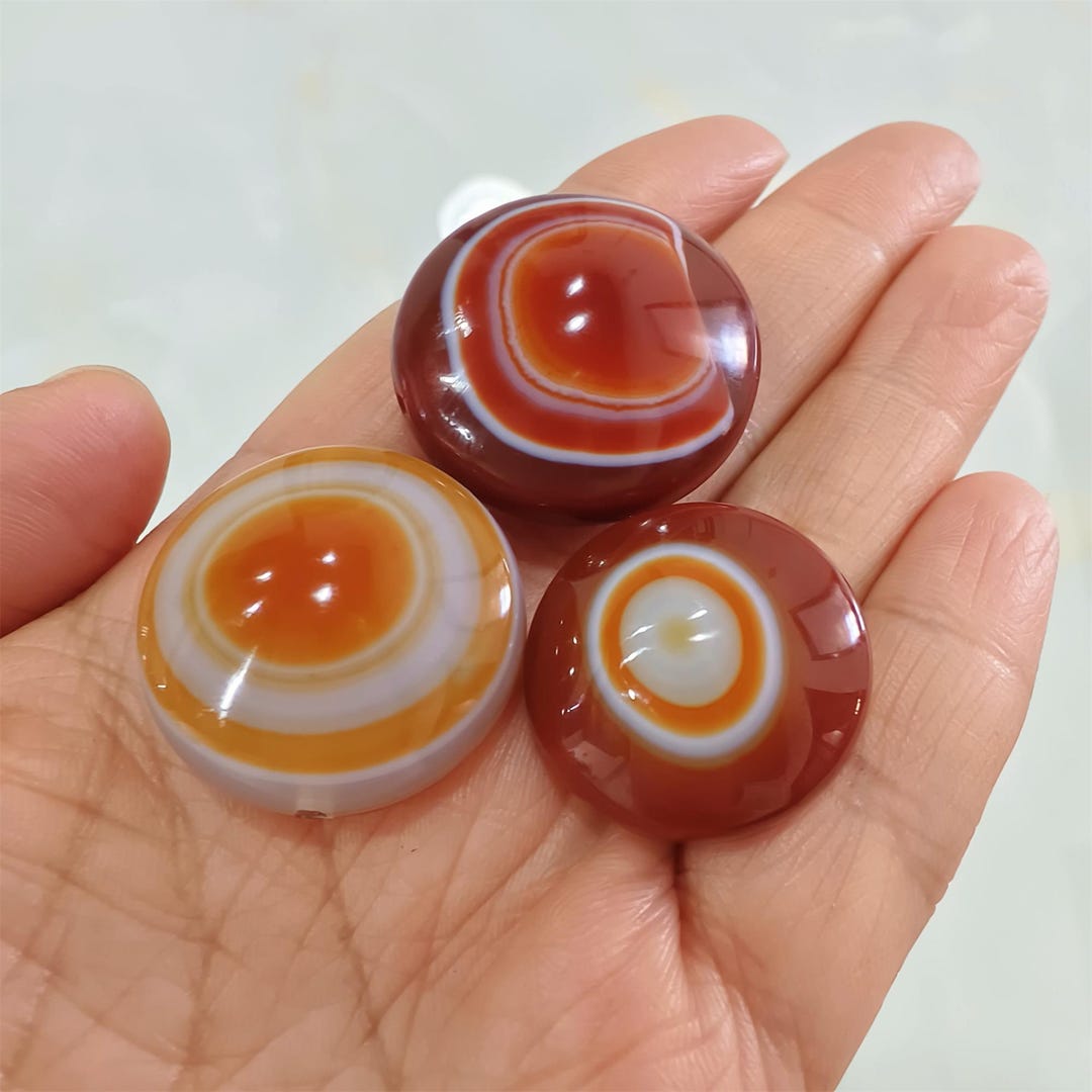 DDP | Natural Red Eye Agate Tibetan Round Sheep Plate Eye Dzi Beads ...