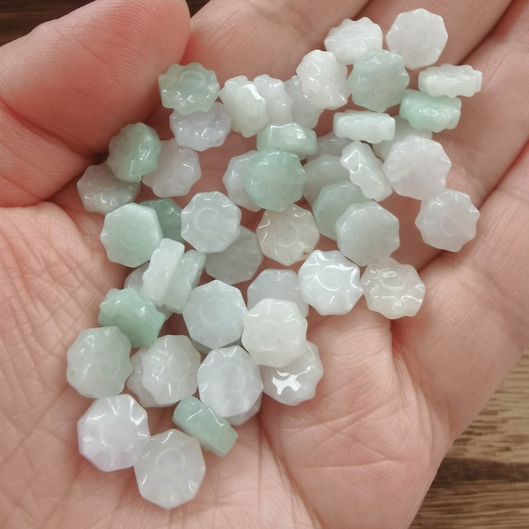 10pcs Type A Untreated Burmese Jadeite Eight Diagrams Beads,green Jade ...