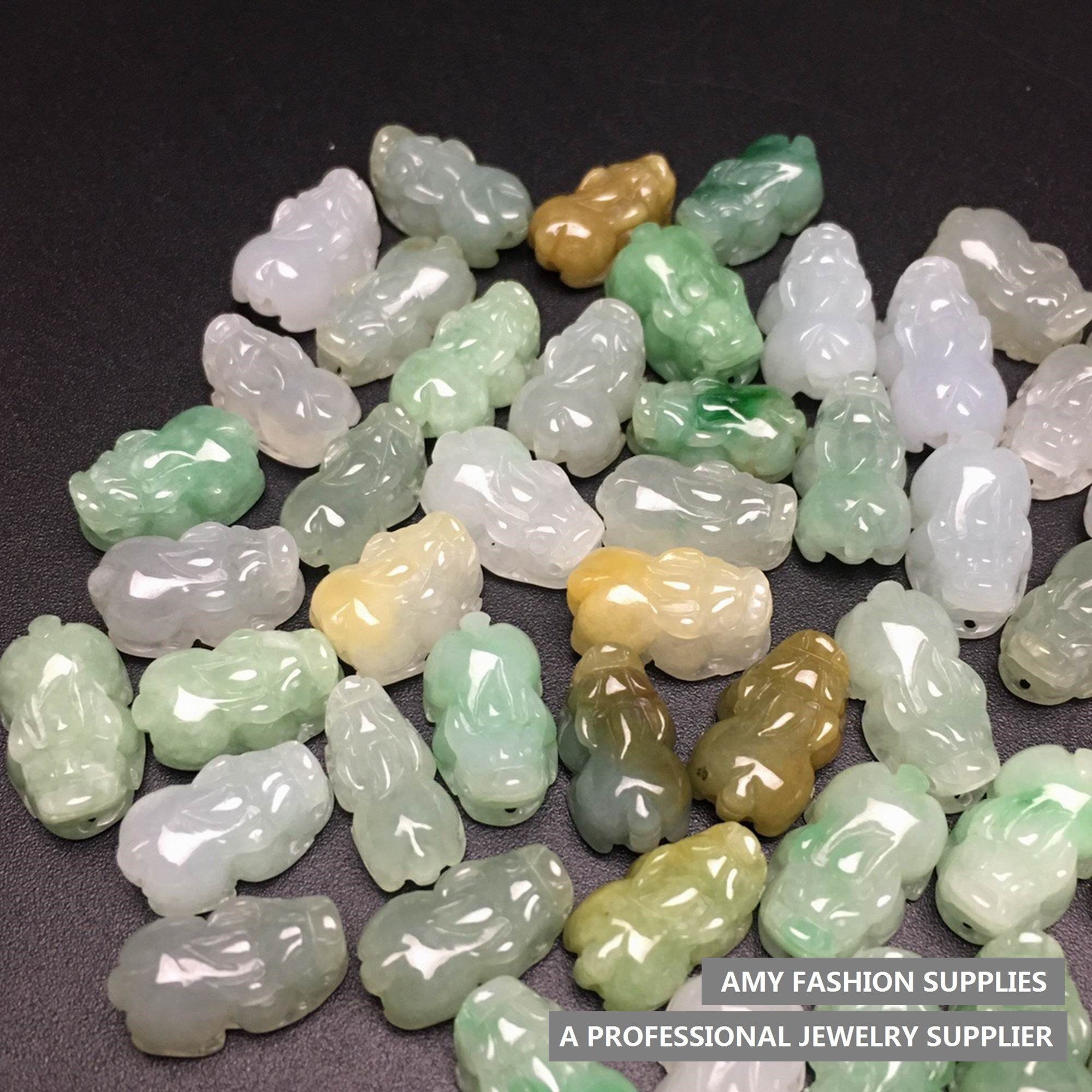 Natural Type A High Quality Watery Multi Colors Burma Jade Pixiu ...